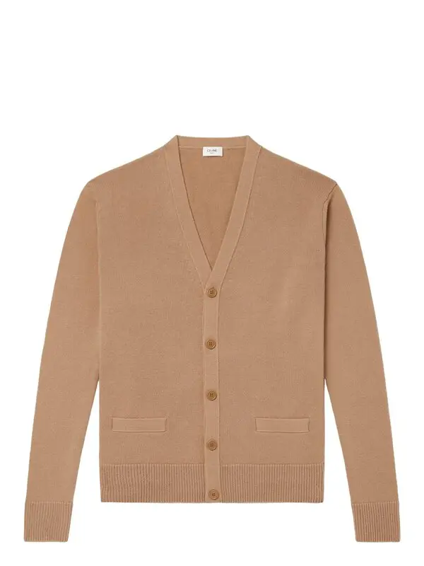 Celine Cashmere-blend Cardigan With V-neck - Beige