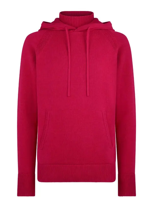 LA GRANNI Knitted Roll Neck Hoodie - Pink