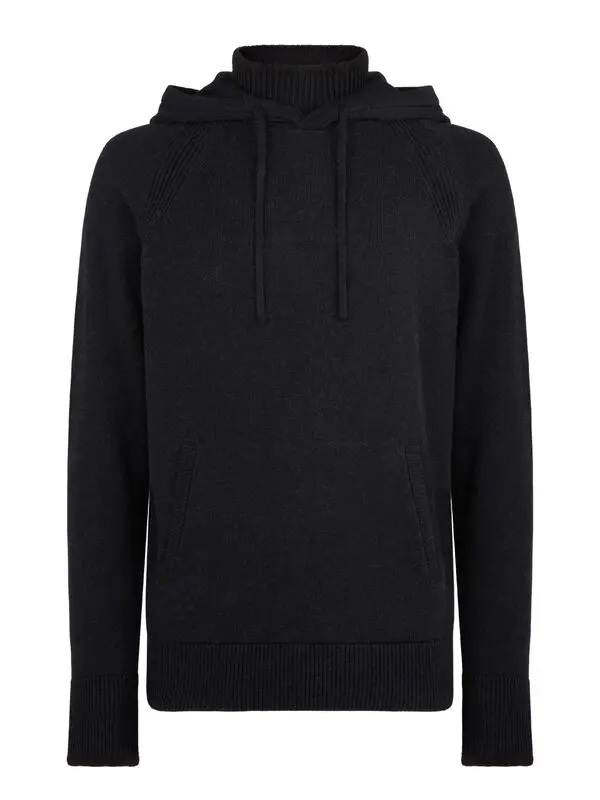 LA GRANNI Knitted Roll Neck Hoodie - Black