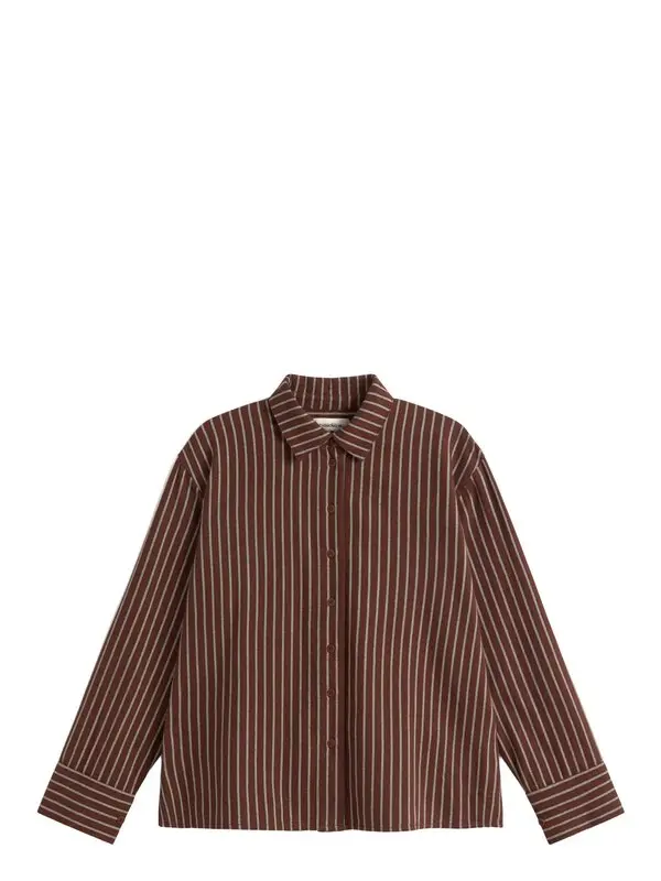 THINKING MU Manuela O'hara Striped Organic Cotton Shirt - Brown