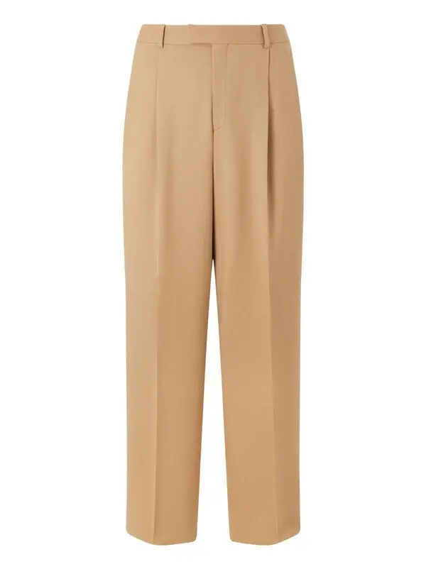Celine Jazz Straight-leg Stretch Wool-gabardine Trousers - Beige