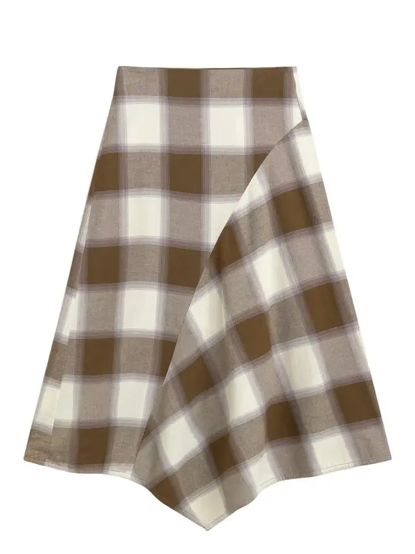 THINKING MU Indira Checked Midi Skirt - Green