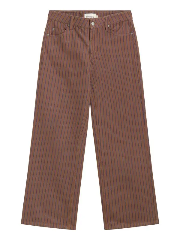 THINKING MU Striped Natural Dyes Kettan Low-rise Trousers - Brown