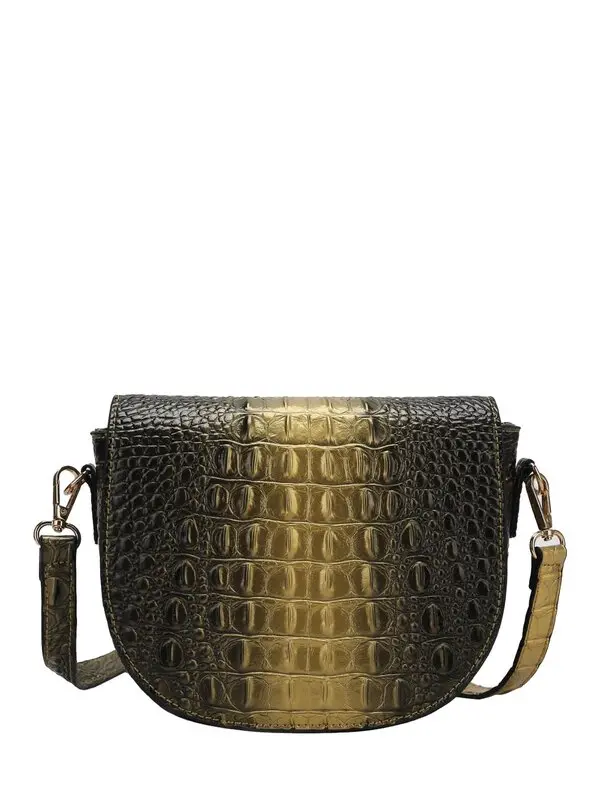 MKF COLLECTION - J'OMOR Amalia Croc-embossed Crossbody Bag - Gold