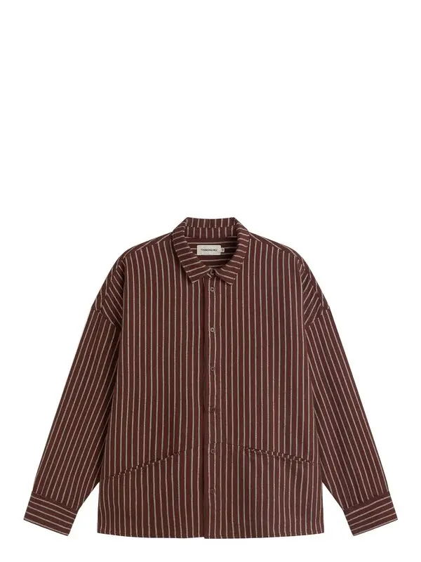 THINKING MU Jim O-hara Striped Shirt - Brown