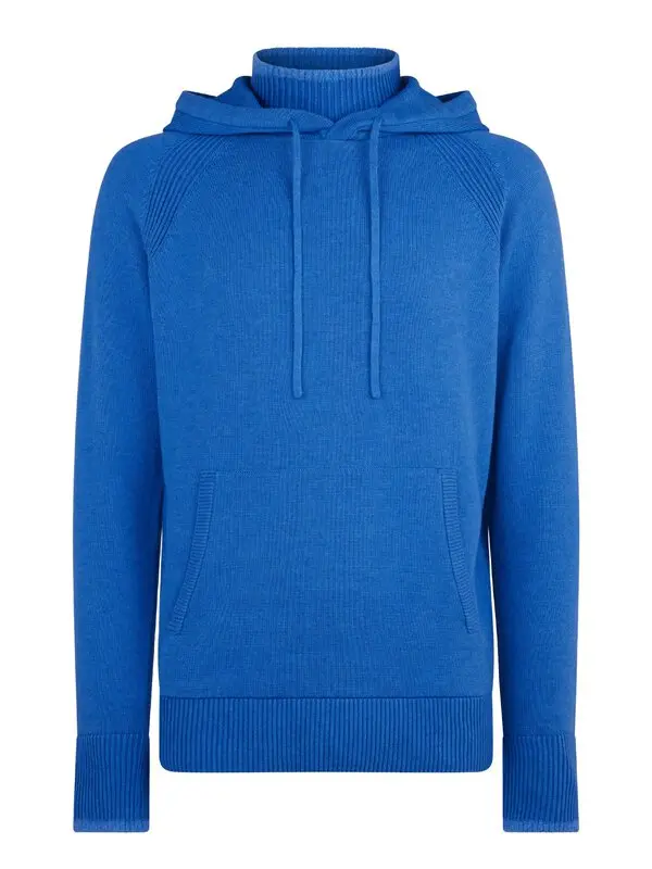 LA GRANNI Knitted Roll Neck Hoodie - Blue