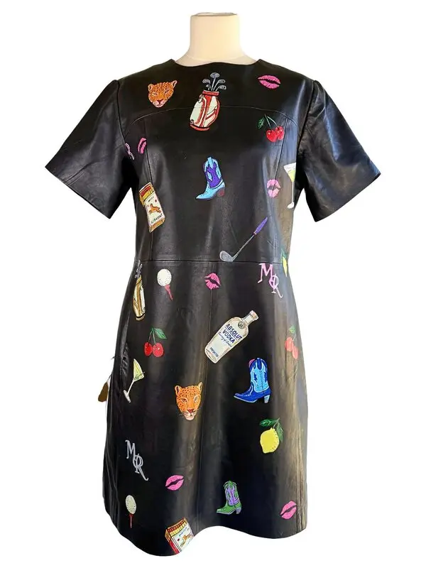MAISON RUBAIYAT Hand-painted Leather Dress - Black