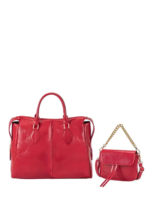 MKF COLLECTION - J'OMOR Yareli Tote Bag And Mini Bag Set - Red