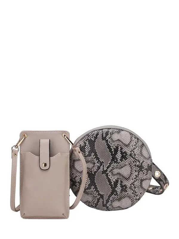 MKF COLLECTION - J'OMOR Hailey Phone Crossbody Bag With Snake-embossed Detail - Beige