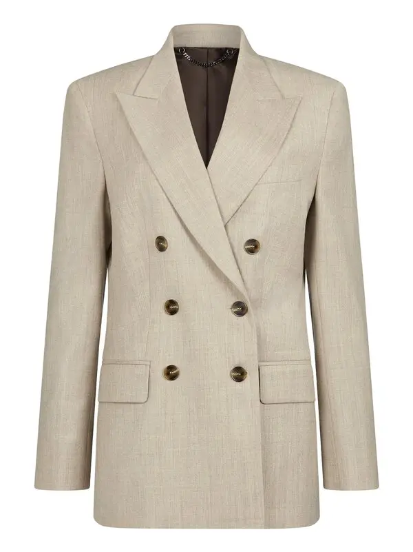 Serena Bute Wool Cashmere Double Breasted Blazer - Ecru