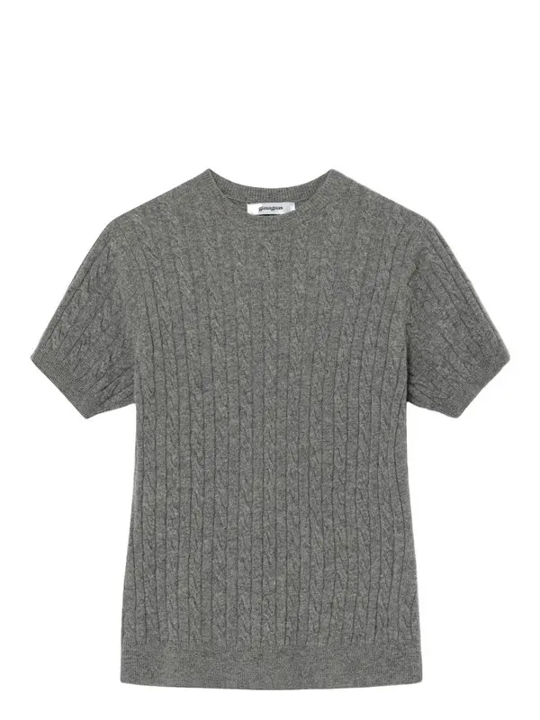 Gimaguas Rina Cable-knit Short-sleeve Sweater - Gray