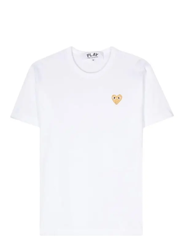 Play Comme Des Garcon Heart-patch Cotton T-shirt - White