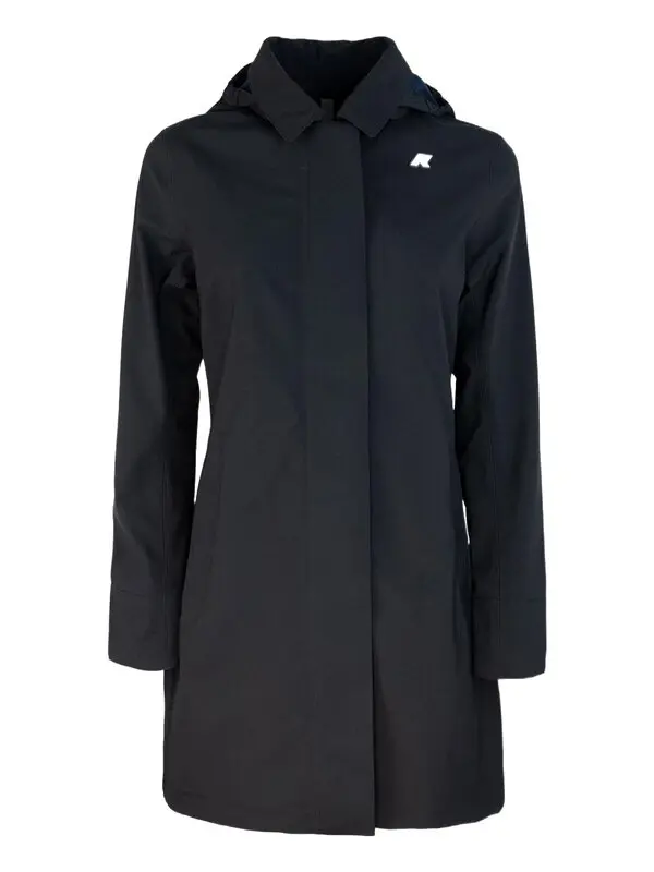 K-WAY Slit-detailed Hooded Coat - Black
