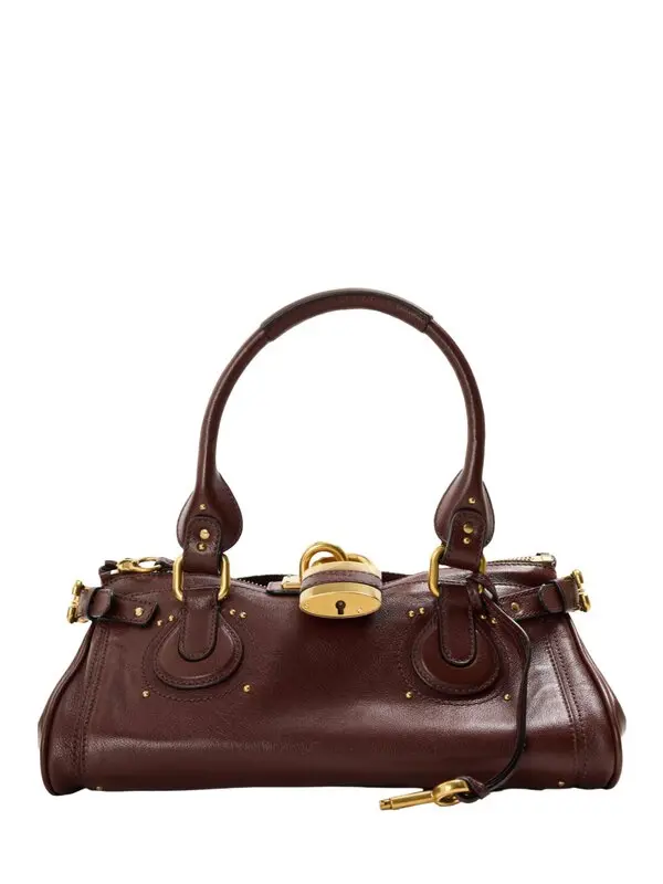 Chloé Leather Shoulder Bag With Lock Detail - Brown