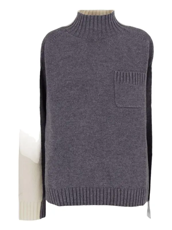 SEMICOUTURE Knitted Jumper With Patch Pocket - Gray