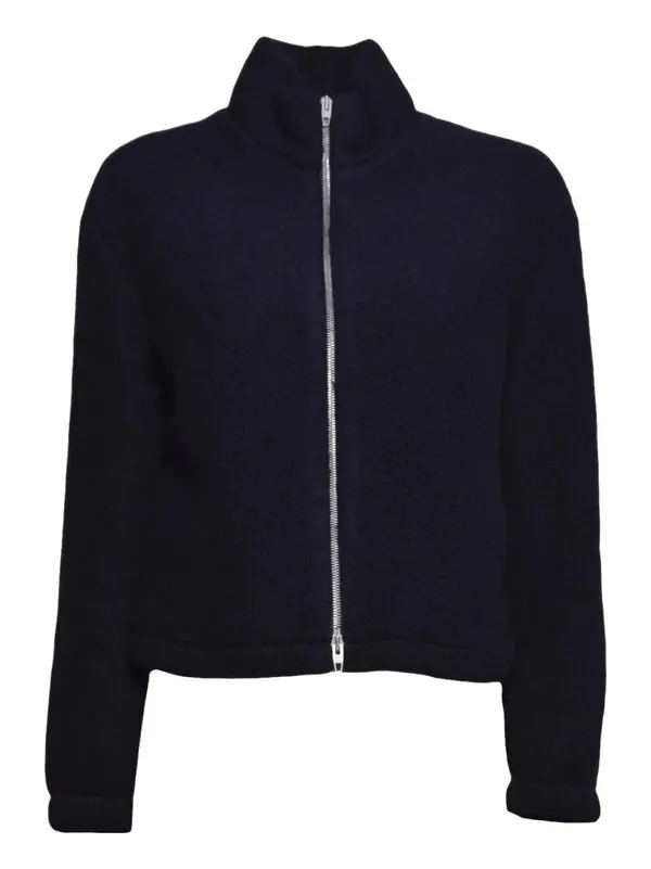 JIL SANDER Long Sleeve Zip Up Cardigan - Black
