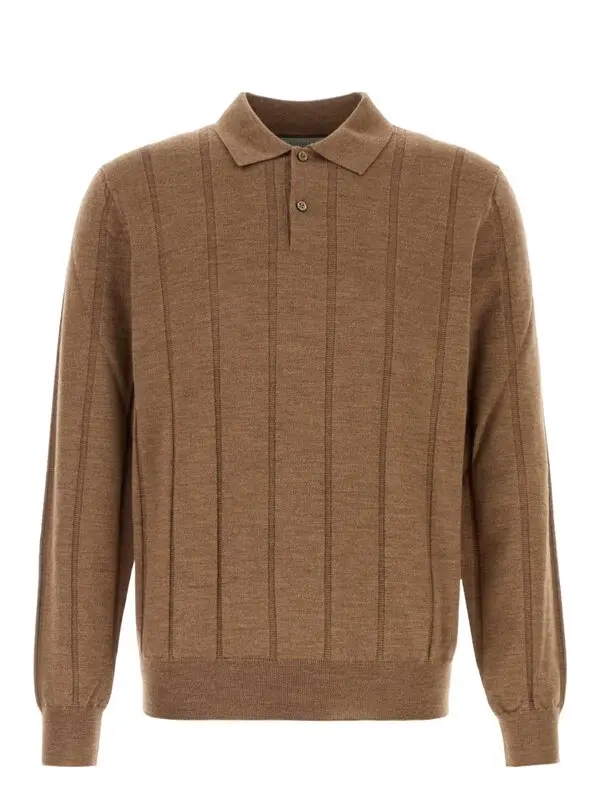 Canali Long-sleeve Polo-collar Sweater - Brown