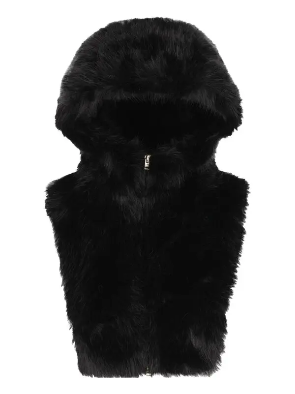 Herno Faux Fur Hooded Vest - Black