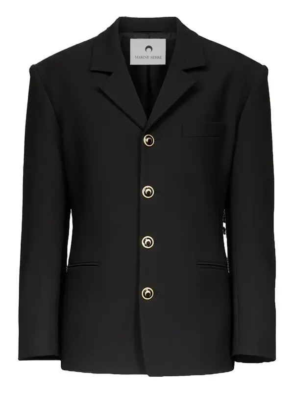MARINE SERRE Tailored Wool Serge Gold-buttons Jacket - Black