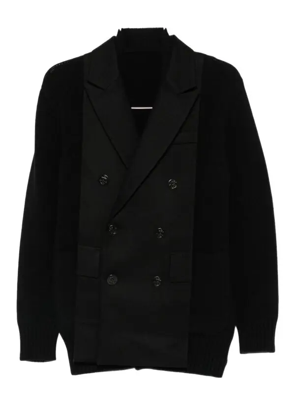 Sacai Double-breasted Layered Cardigan - Black
