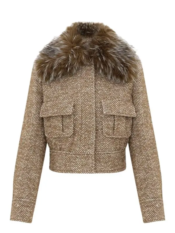 Zimmermann Valiant Faux Fur Collar Biker Jacket - Camel