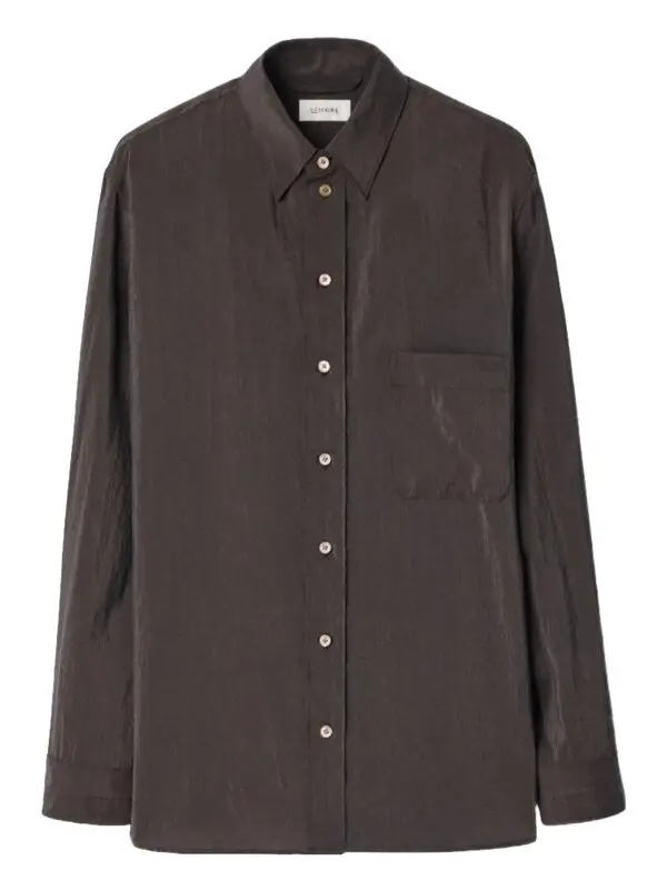 LEMAIRE Straight Shirt In Dry Silk - Licorice