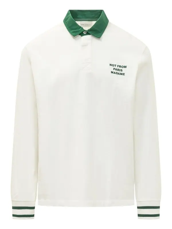 Drole De Monsieur Drôle De Slogan Long-sleeved Polo Shirt - No
