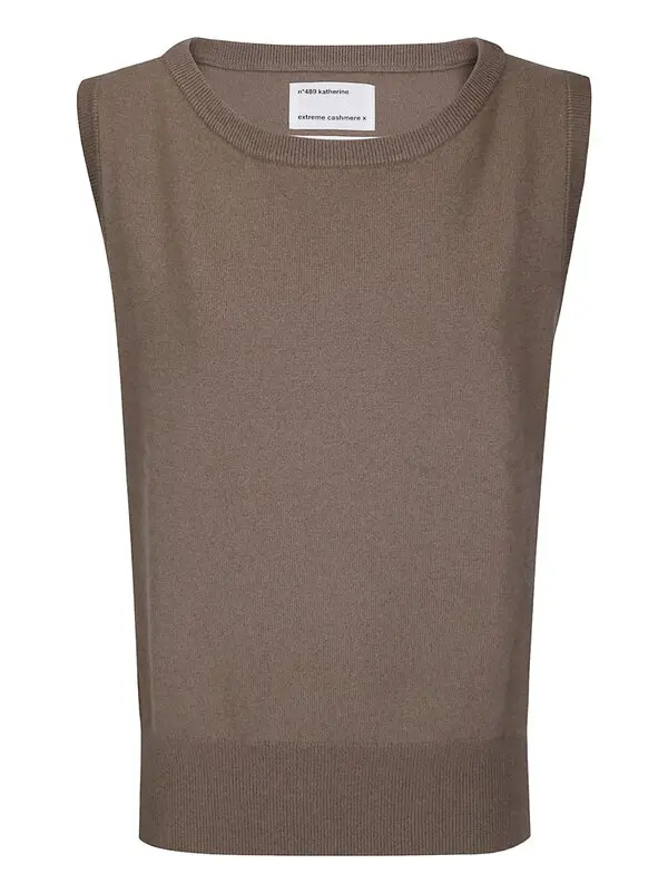 Extreme Cashmere Katherine Sleeveless Knitted Top - Brown
