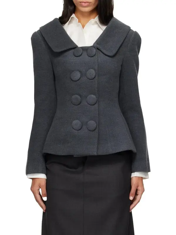 SHUSHU/TONG Double-breasted Peplum Coat - Grey