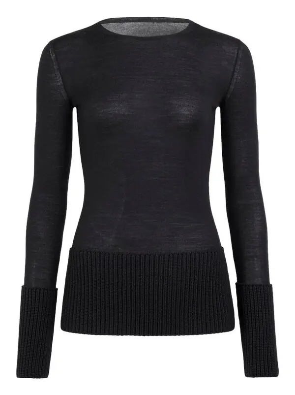 Alaïa Long-sleeved Crew Neck Sweater - Black