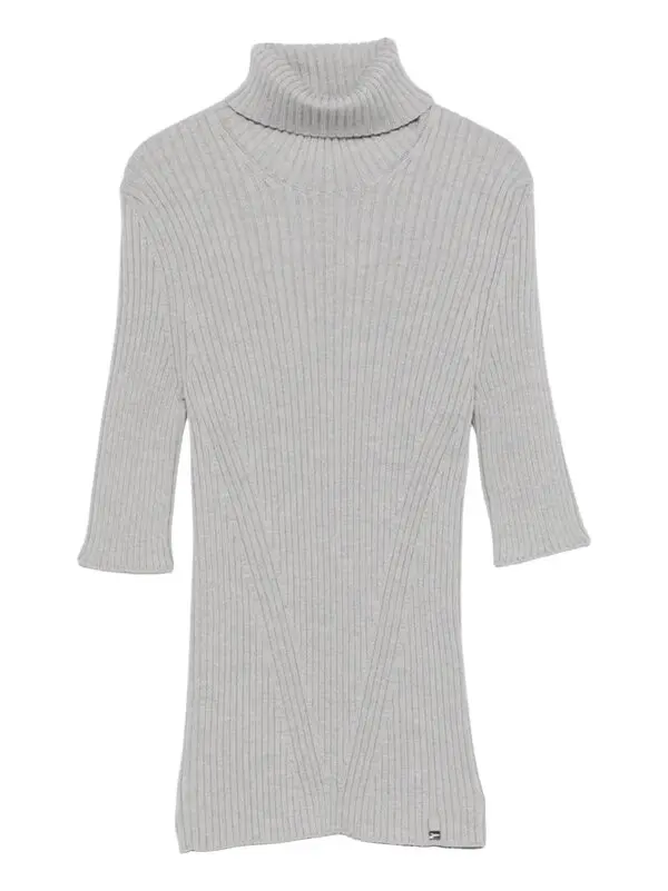 Herno High-neck Ribbed Knit Sweater - Grey