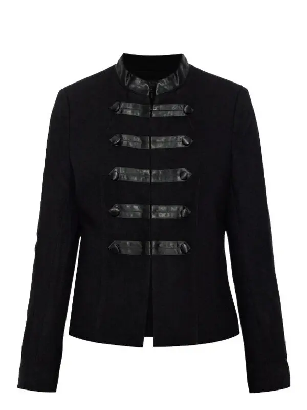 Rag & Bone Long-sleeve Military Jacket With Faux Leather Details - Black