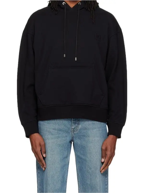 WOOYOUNGMI Floral Print Relaxed Fit Hoodie - Black