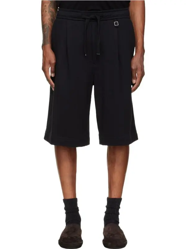 WOOYOUNGMI Double Pleated Straight-leg Shorts - Black