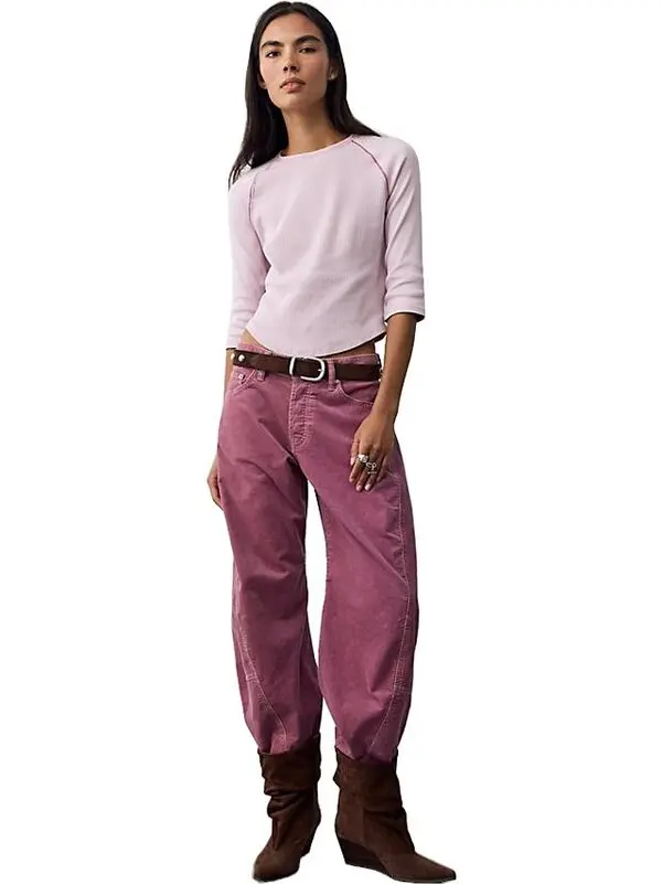 Free People We The Free Fable Washed Corduroy Twisted Jeans - Pansy