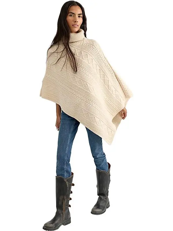 Free People Cannon Cable Poncho - Ivory