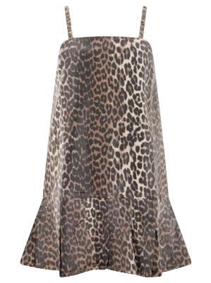 GANNI Leopard Print Midi Dress - Brown