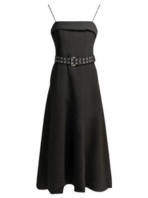 GANNI Long Flared Maxi Dress With Belted Detail - Black