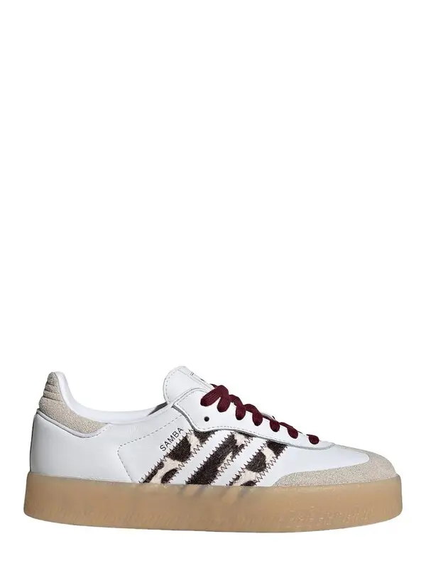 Adidas Sambae Sneakers With Cow Print Detailing - Cloud White/core Black/maroon