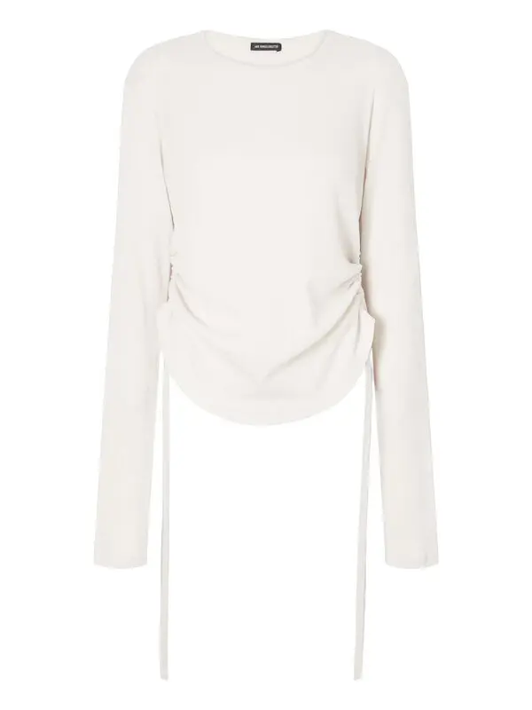 ANN DEMEULEMEESTER Gathered Ribbed Cotton T-shirt - Ivory