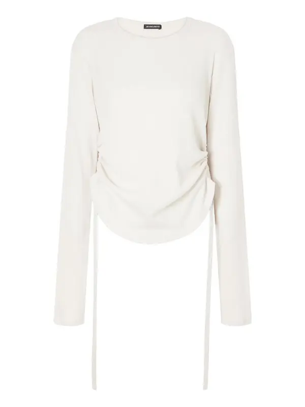 ANN DEMEULEMEESTER Gathered Ribbed Cotton T-shirt - Neutrals