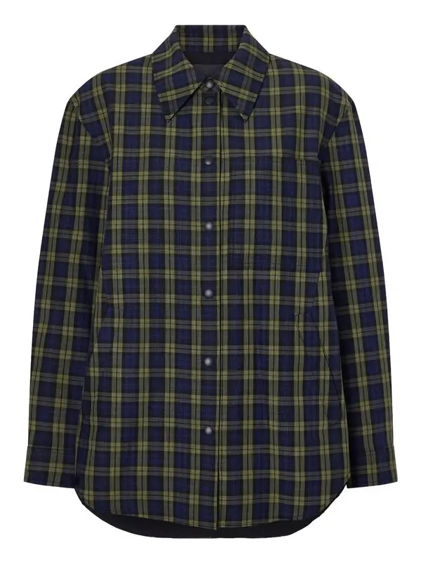 Tibi Checked Shirt Jacket - Blue
