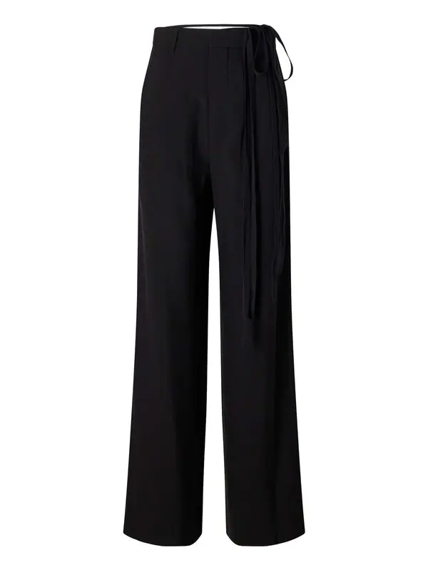 ANN DEMEULEMEESTER Wide-leg Jersey Pants With Self-tie Belt - Black