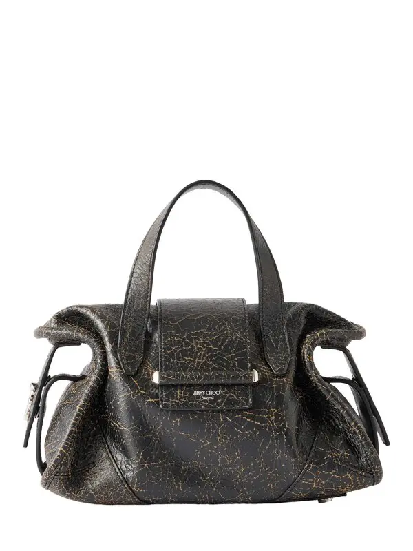 JIMMY CHOO Bar Filo Mini Crinkled Leather Tote - Black