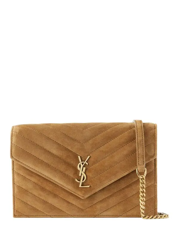 Saint Laurent Cassandre Envelope Matelassé Suede Shoulder Bag - Brown