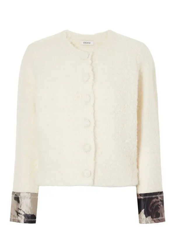 Erdem Satin-trimmed Wool And Alpaca-blend Cardigan - Ivory