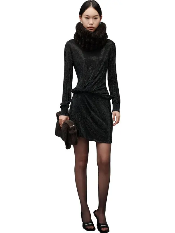 Alexander Wang Crystal Twist Boatneck Dress - Black
