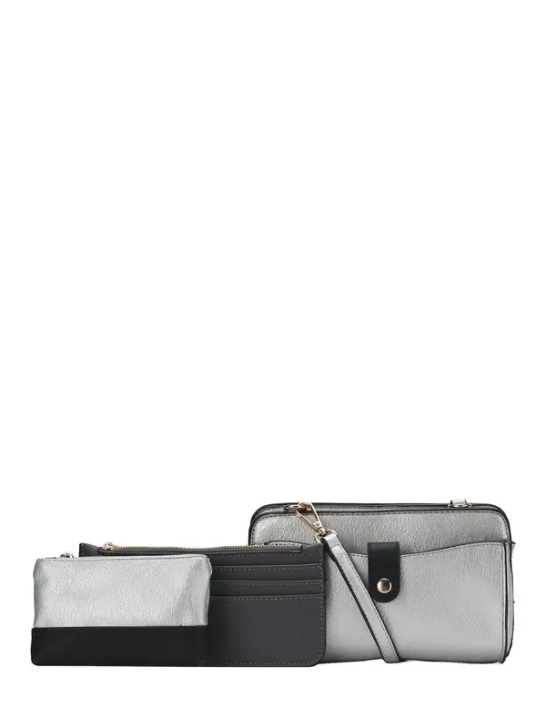 MKF COLLECTION - J'OMOR Muriel Crossbody Bag & Card Holder Set - Silver