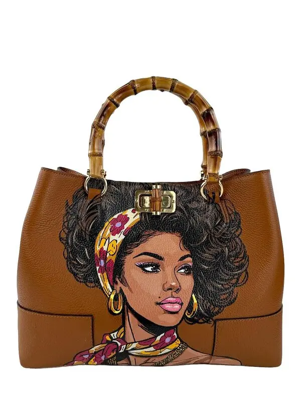 MAISON RUBAIYAT Luna Hand-painted Leather Bag - Brown