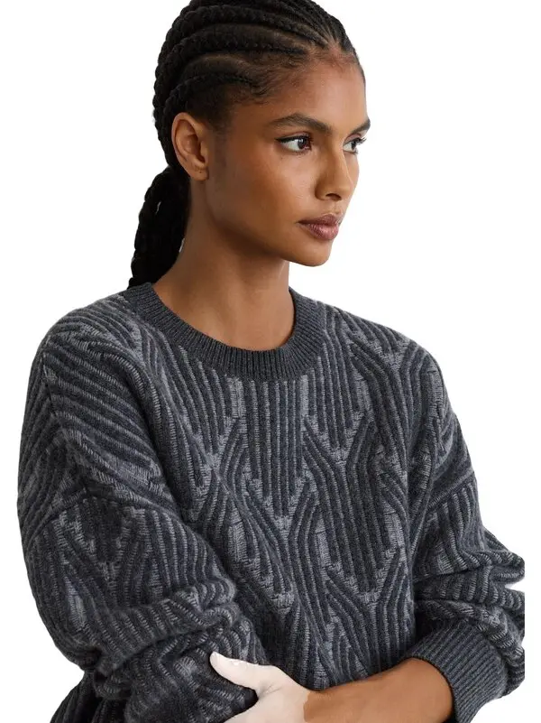 REISS Leah Wool-cashmere Jacquard-knit Jumper - Grey